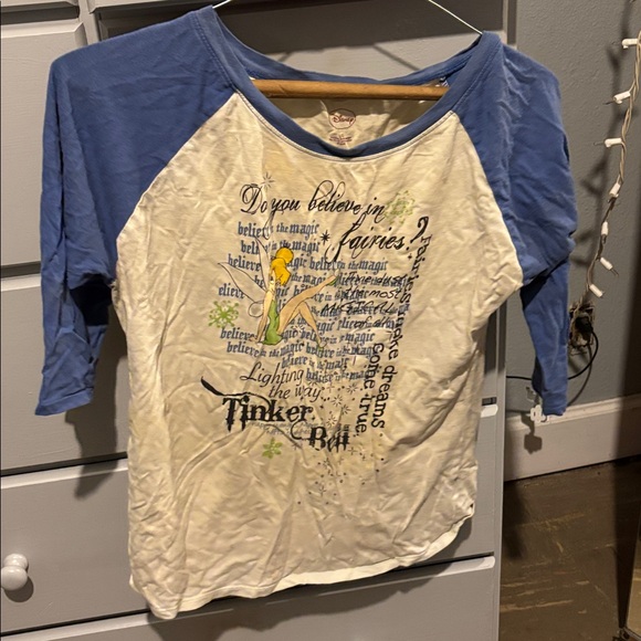 Disney | Tops | Disney Blue And Cream Tinker Bell Top | Poshmark
